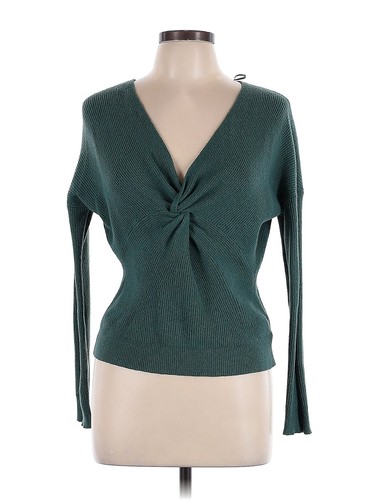 Hem & Thread Women Green Pullover Sweater L - Gem