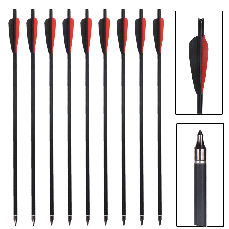 12X OD 8.8mm Crossbow Bolts 20inch Carbon Arrows for Crossbow Hunting ...