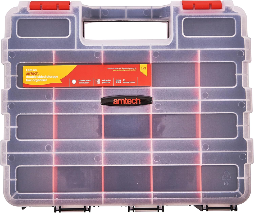 Amtech S6463 Double-Sided Storage Box Organiser, Screw Box, Assortment ...