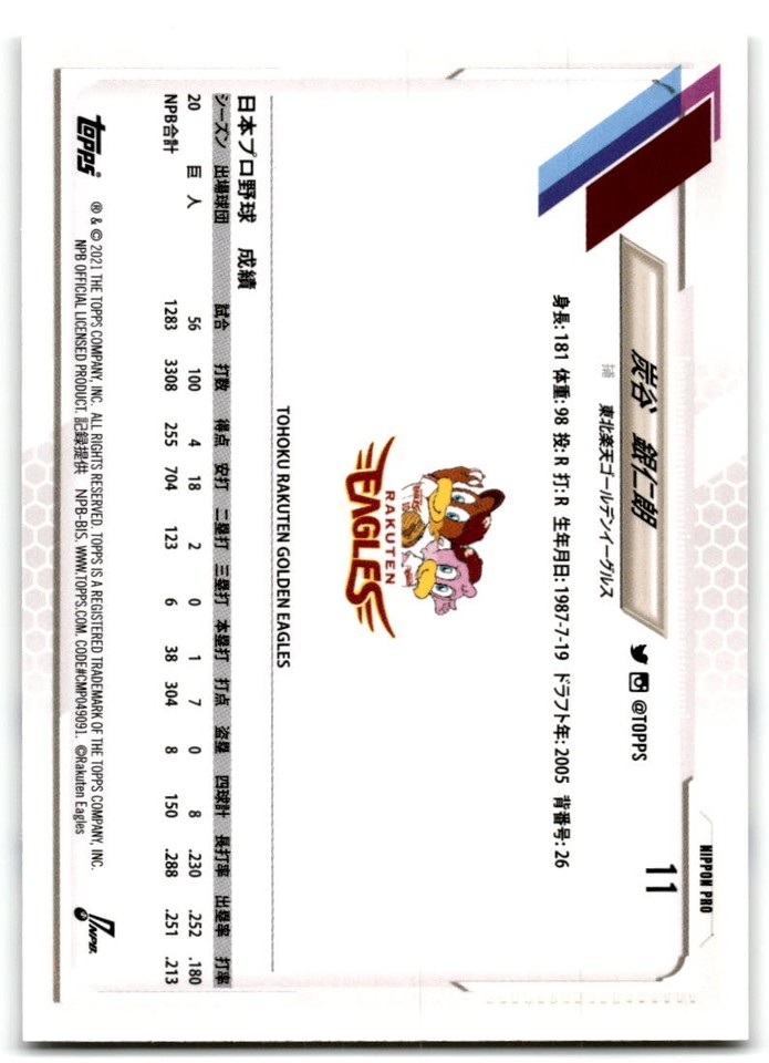 2021 Topps NPB #11 Ginjiro Sumitani | eBay