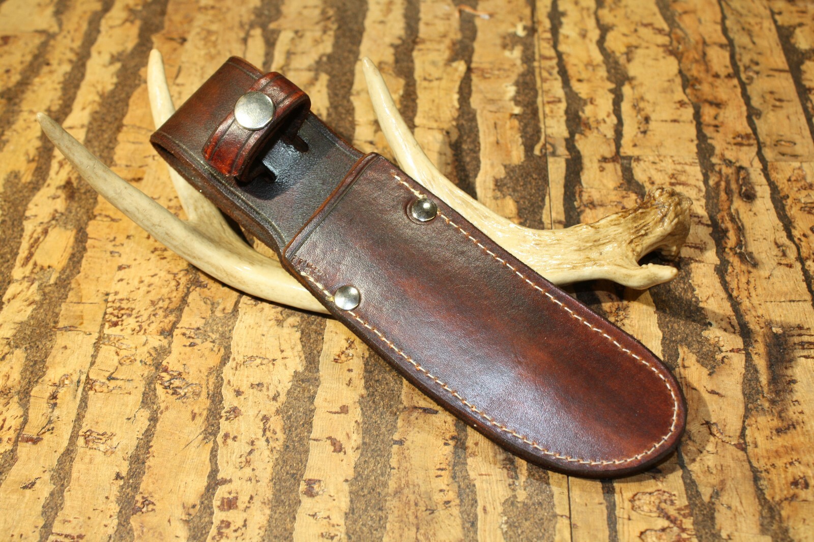 Custom made "SCHRADE-GOLDEN SPIKE"THICK leather sheath-fits many others ...