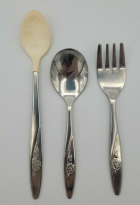 Vintage Evenflo Stainless Lasting Rose Baby Infant Child Feeding 2 ...