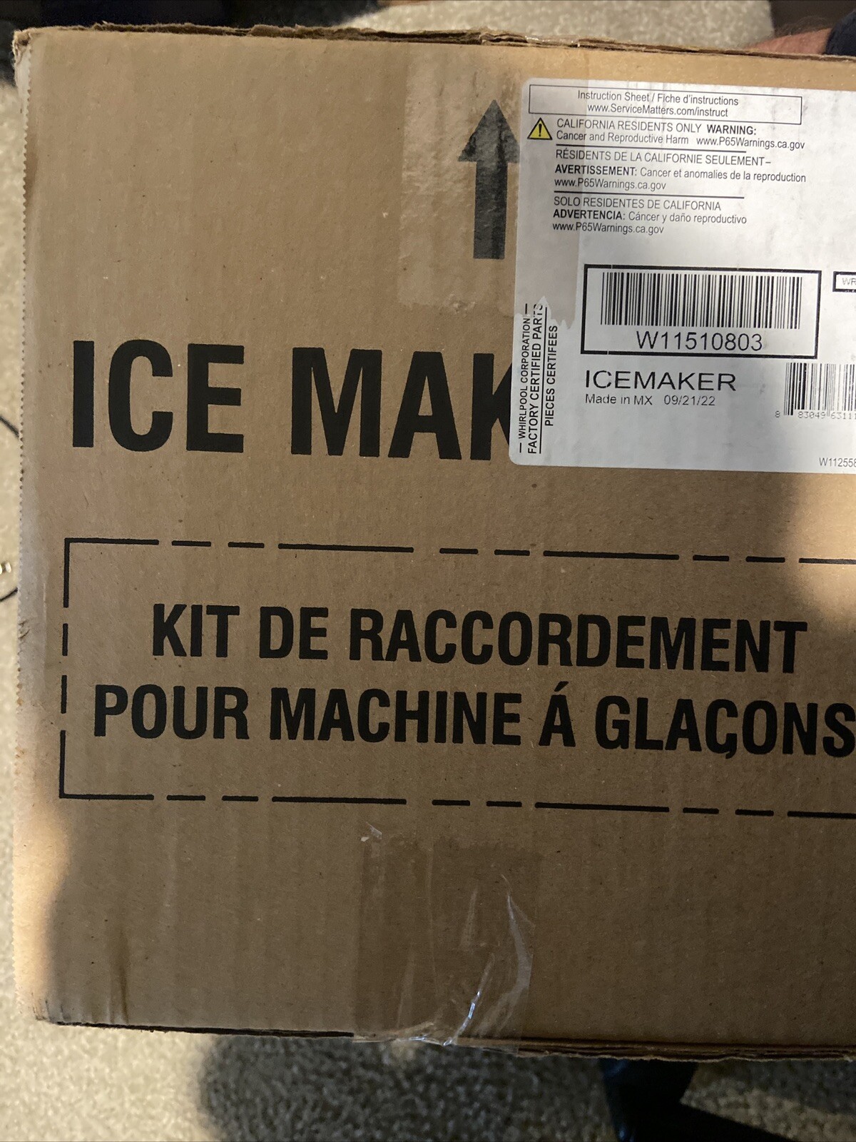 Whirlpool Genuine OEM 5.25 in. Plastic Icemaker Installation Kit ...