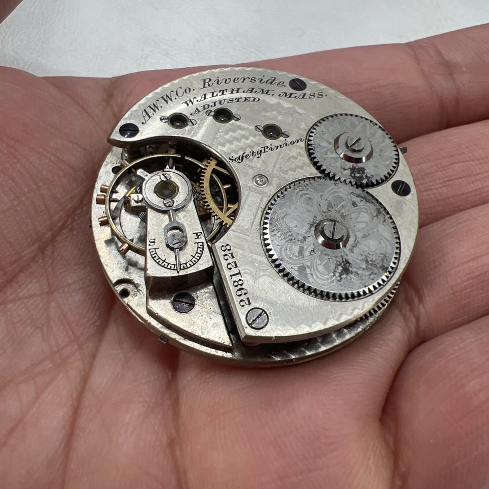 16s A.W.W. Co. Riverside Waltham 1885 Pocket Watch Movement & Dial (For ...