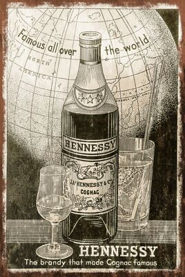 Hennessy Cognac Brandy Advert Retro Vintage style Metal Sign, Pub Bar ...