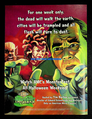 AMC Monsterfest 1998 TV Wolf Man Dracula Medusa Print Magazine Ad ...