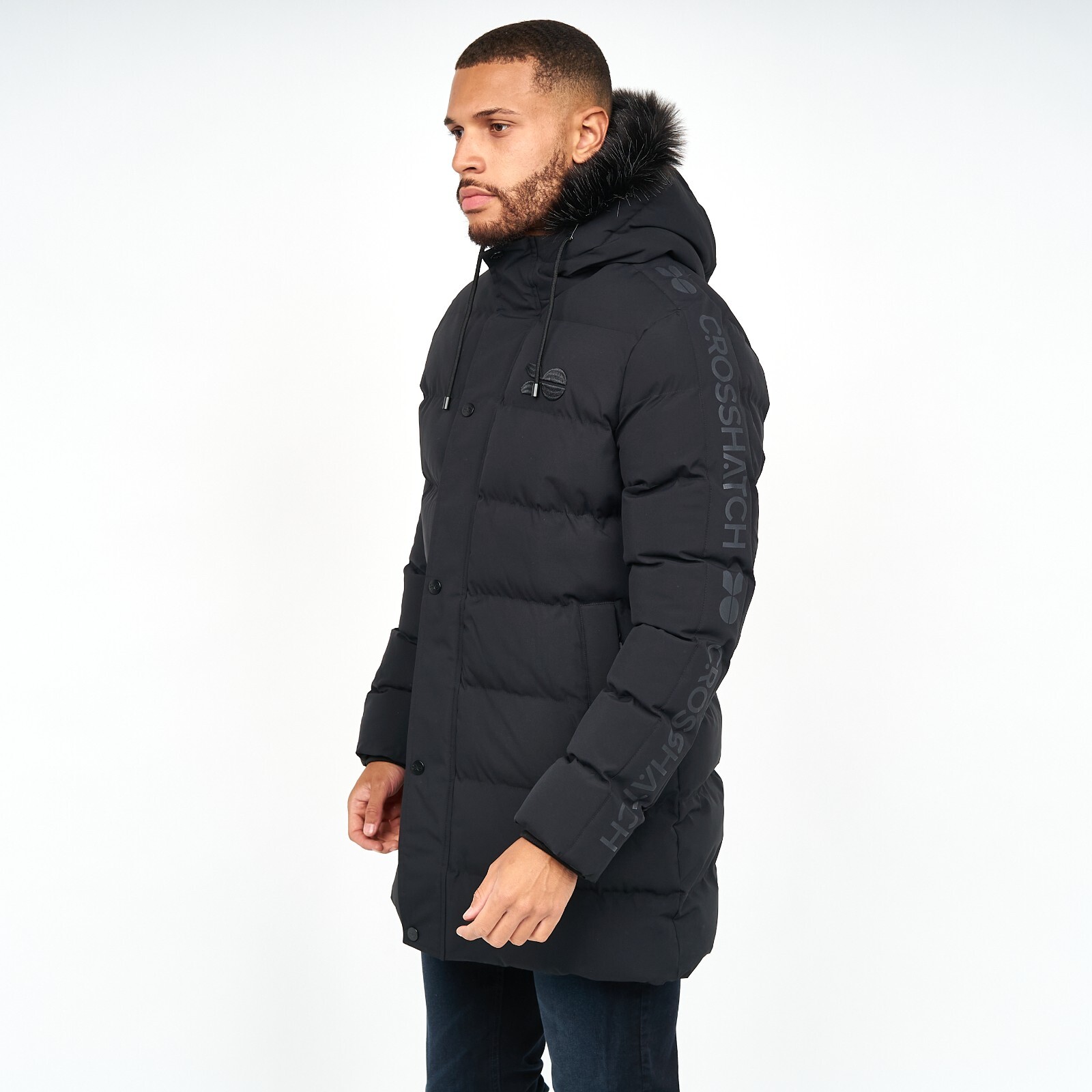 Mens Branded CROSSHATCH Parka Hooded Winter Padded Coat Jacket Size S ...