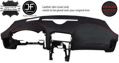 RED STITCHING DASH DASHBOARD REAL LEATHER COVER FITS CORVETTE C6 05 ...