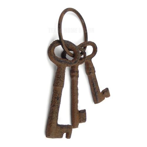 Set of 3 Skeleton Cast Iron Jail Keys Rustic House Western Prison Keys ...