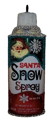 SANTA SNOW SPRAY - CAN, FLAKES, SPRAY Glitter CHRISTMAS ORNAMENT * Vtg ...