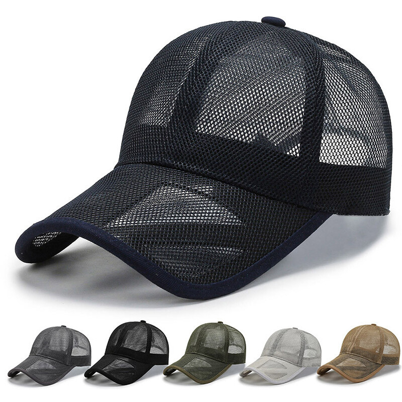 Men Women Summer Mesh Cap Full Hollow Hat Trucker Cap Fishing Hat Breathable& | eBay