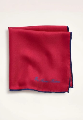 Brooks Brothers Red Pocket Square/Handkerchief/Hanky Silk New MSRP $29. ...