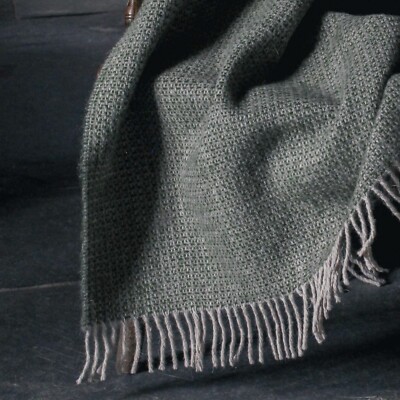 Green British Made Rustic Wool Blanket - Quality Warm Country Farmhouse ...