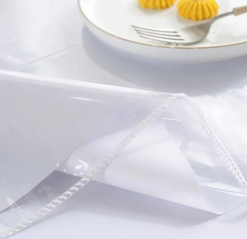 Clear Plastic Vinyl Fabric Table Cover Protector Tablecloth for Dining ...