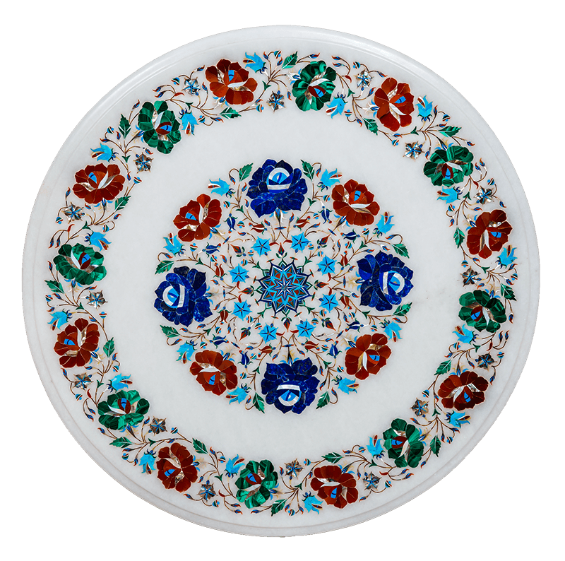 21" Round Marble Center Coffee Table Top Lapis Inlay Handmade Work | eBay