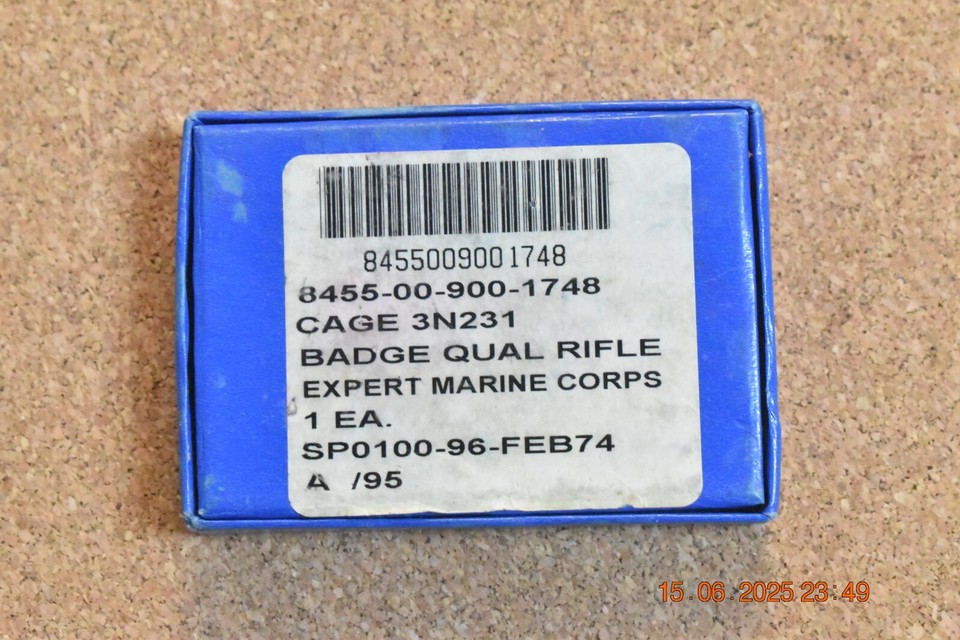 U.S. Marine Corps USMC Rifle Expert Badge Dated Feb 1974 | eBay