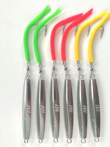 6 New * A-17 Ava Diamond Jigs 2 oz. *W/Split Tube Tails * Bluefish ...