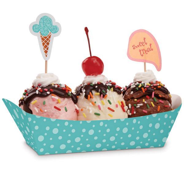 3 x 6 PKs of Wilton Sundae Paper Boats & Fun Pix 415-0252 Aqua Dot ...