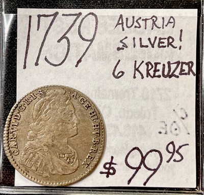 1739 Austria. Silver 6 Kreuzer Coin. ENN Coins | eBay
