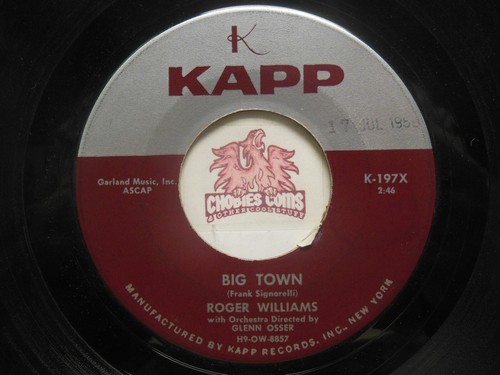 Roger Williams: Big Town / Till, 45 RPM VG+ (8J) | eBay