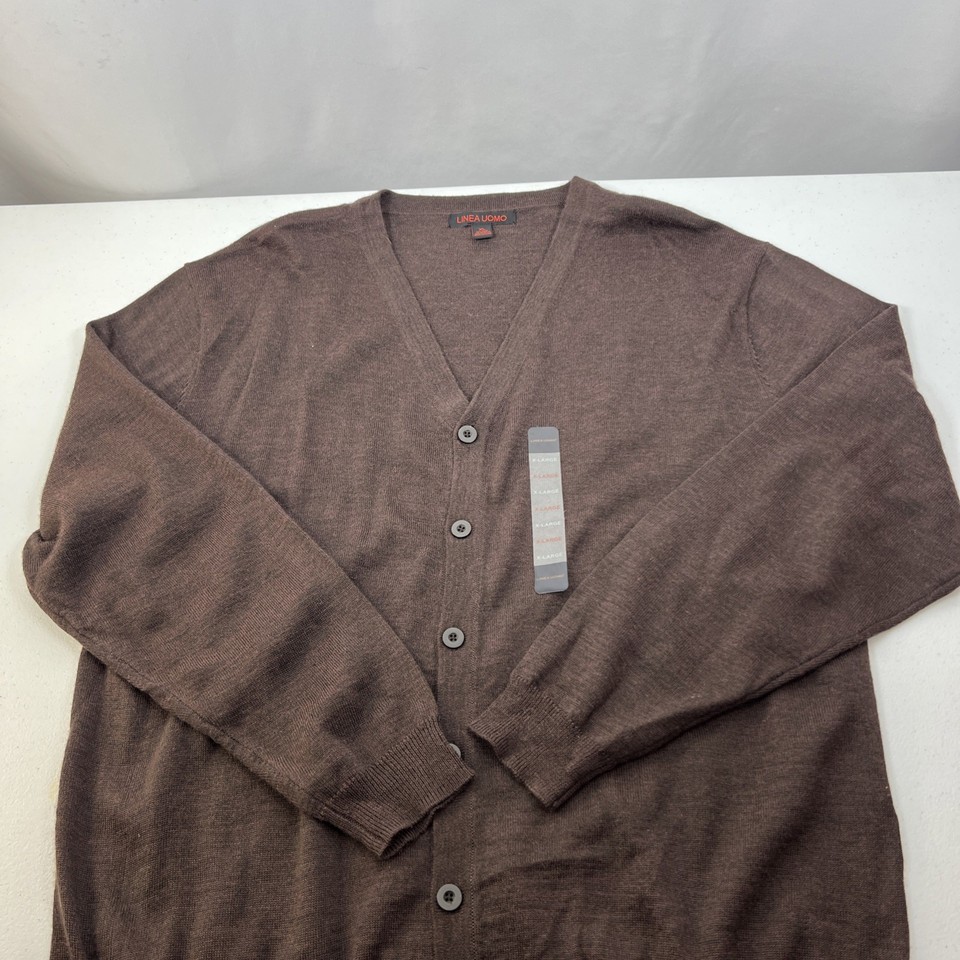NWOT Linea Uomo Maroon Lightweight Wool Blend Preppy Cardigan Size XL ...