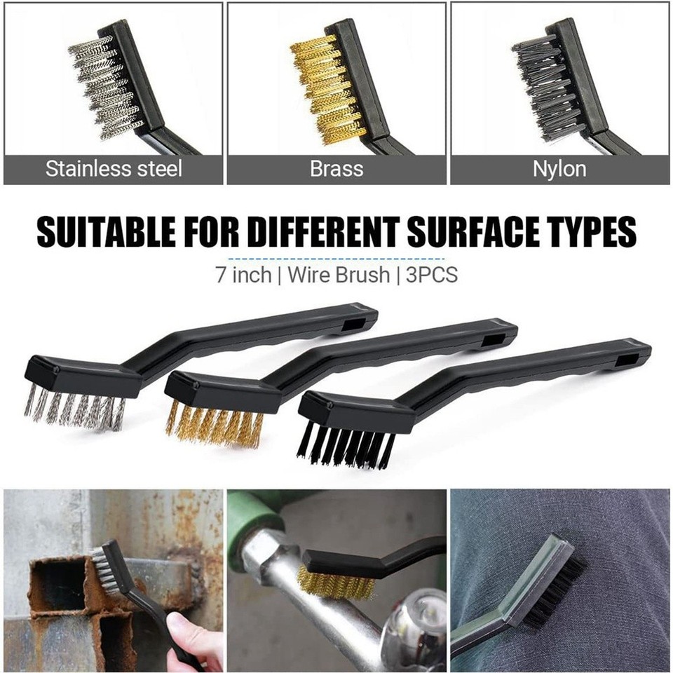 3X(8-Piece Cleaning Brush Car Tool Detail Brush Set PP Wire Brush ...