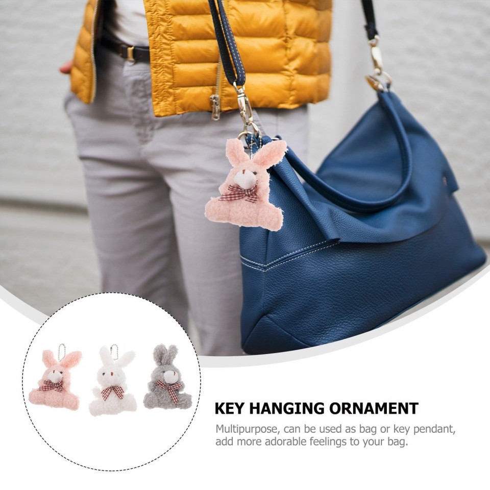 12 Pcs Cartoon Rabbit Keychain Bunny Keyring Charm Chains Women Cute ...
