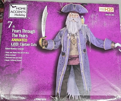 7' ANIMATED LED CAPTAIN CUTS SERVO PIRATE HALLOWEEN ANIMATRONIC PROP ...