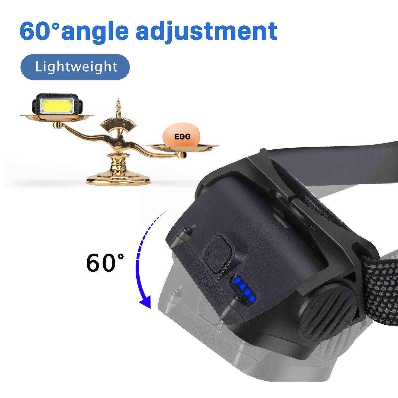 LED COB Headlamp USB Rechargeable Headlight Torch Work Light Bar Head ...