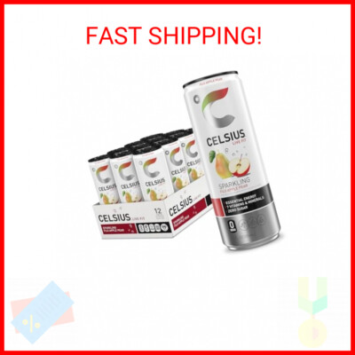 CELSIUS Sparkling Fuji Apple Pear, Functional Essential Energy Drink 12 ...