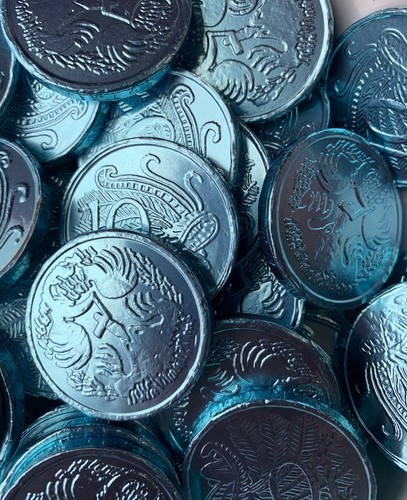 BLUE FOILED MILK CHOCOLATE COINS BLUE BABY BLUE LOLLIES 750G APPROX 95 ...