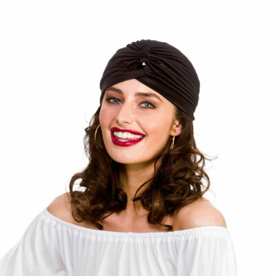 Ladies FORTUNE TELLER Hat + Jewel Gypsy Black Fancy Dress Mystic Meg ...