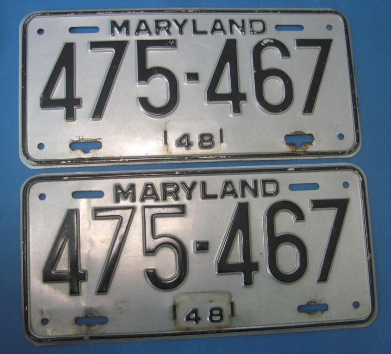 nice original pair of 1948 Maryland License plates also used 1949 1950 ...