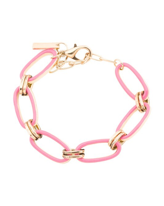 Tova Amelia Reversible Enamel Paper Clip Chain Bracelet Yellow/Rose ...