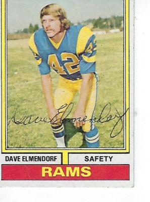 DAVE ELMENDORF SIGNED 1974 TOPPS #370 - LOS ANGELES RAMS | eBay