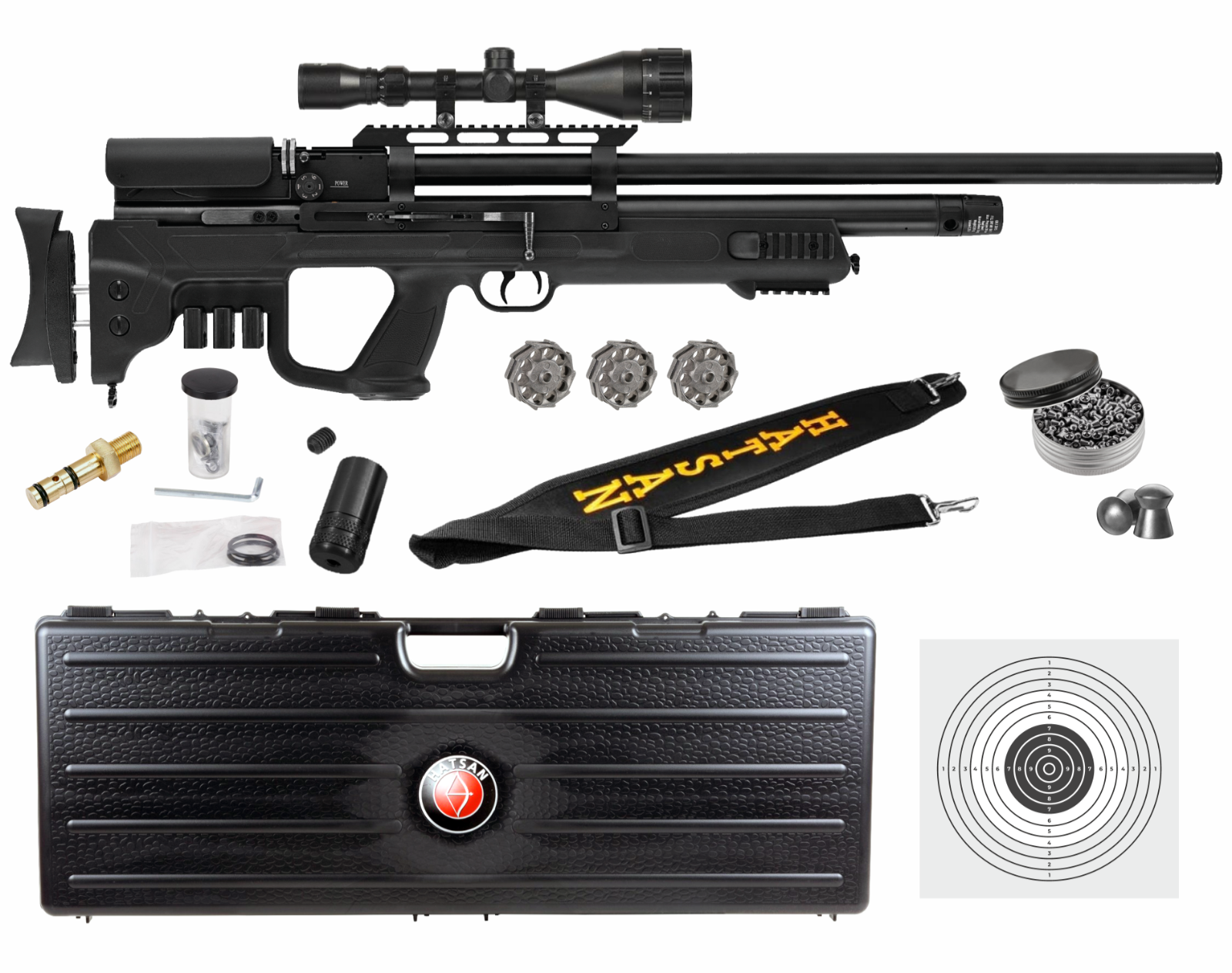 Hatsan Gladius Long PCP .22 Cal Air Rifle w/ Scope & Targets and ...