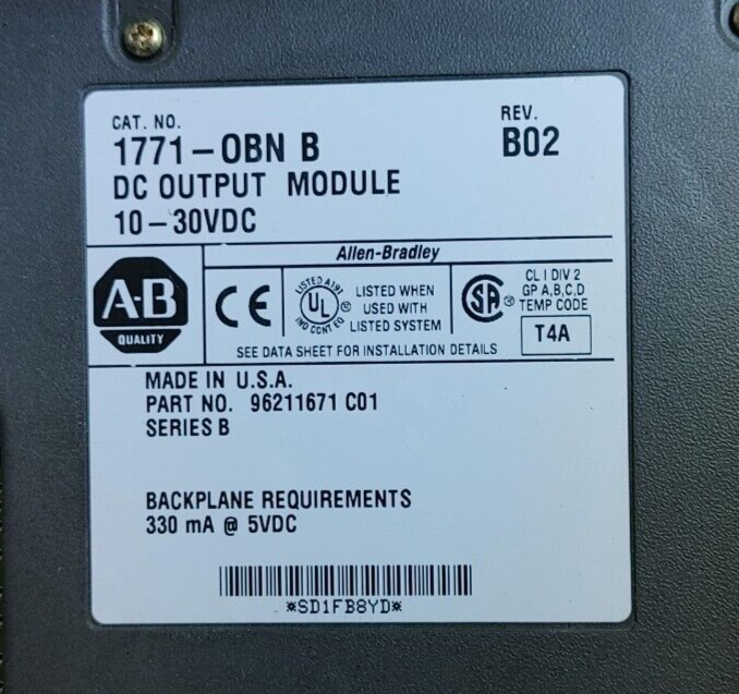 ALLEN-BRADLEY 1771-OBN SERIES B REV B02 DC OUTPUT MODULE 10-30VDC WOW ...
