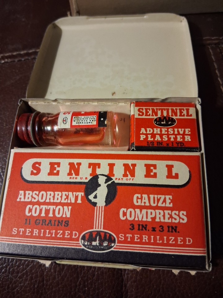 Vintage 1940's Sentinel Junior Ace First Aid Kit Tin Aviation With ...