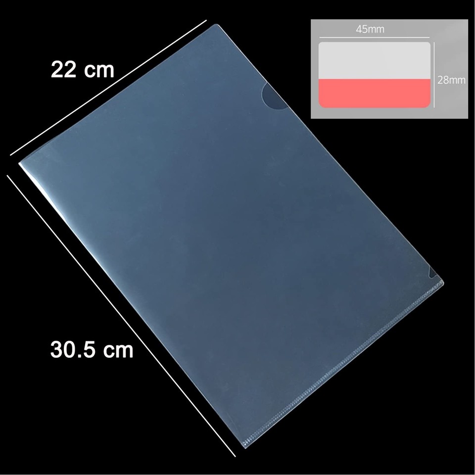 100 Pack Clear Plastic Document Folder Copy Safe Project Pocket L-Type ...