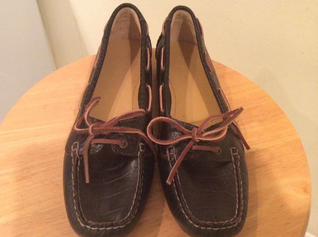 SPERRY TOP SIDER WOMENS CROC BROWN LEATHER Loafers SHOES 7.5M EUC | eBay