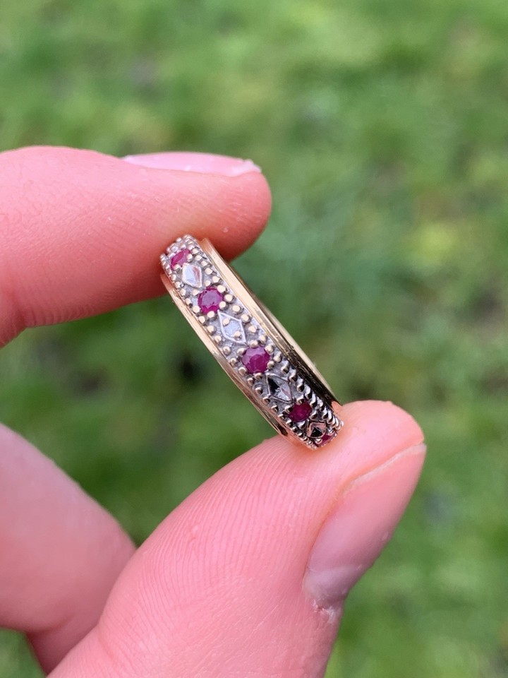 9ct Gold Ruby & Diamond Ring 2.8 Grams | eBay UK