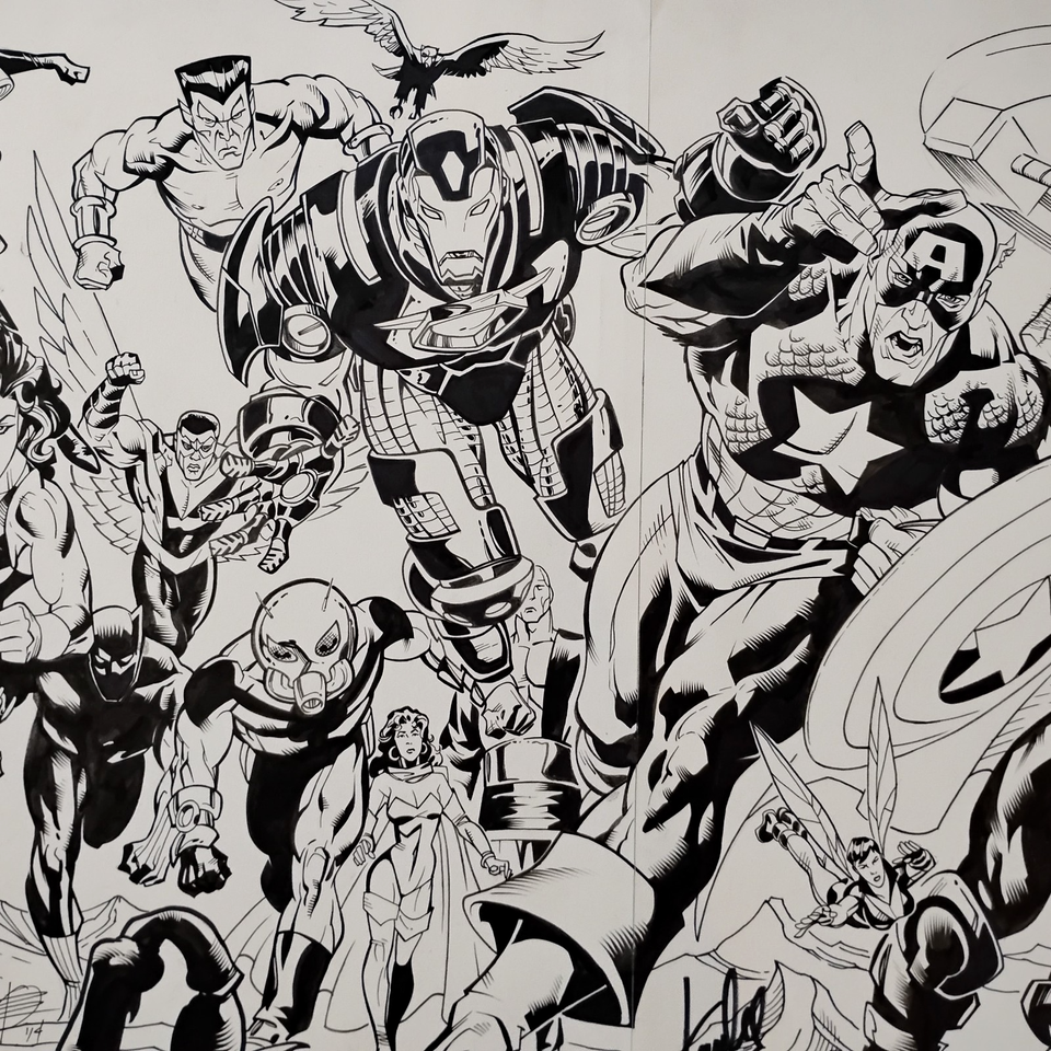 Original Comic Art ~ AVENGERS # 60 DPS 2002 ~ Kieron Dwyer ~ signed by ...