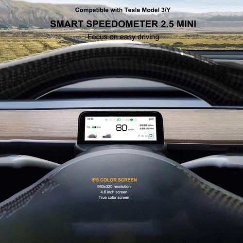 Head Up Display temperature Speed Display 4.6” for Tesla Model Y/3 Mini ...