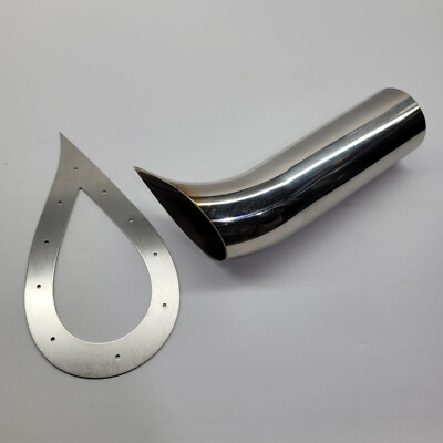 Tear drop Exhaust Tip with Trim Plate 1.5"-5.0" in Aluminum Stainless ...