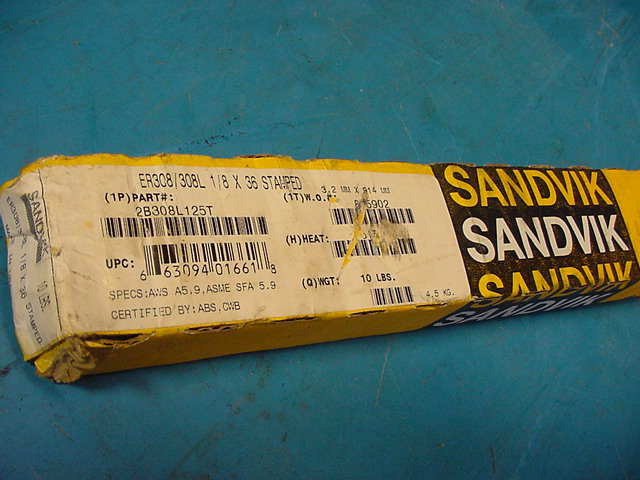Sandvik 308/308L Stainless Steel TIG 1/8" welding wire 10 LB Made in ...