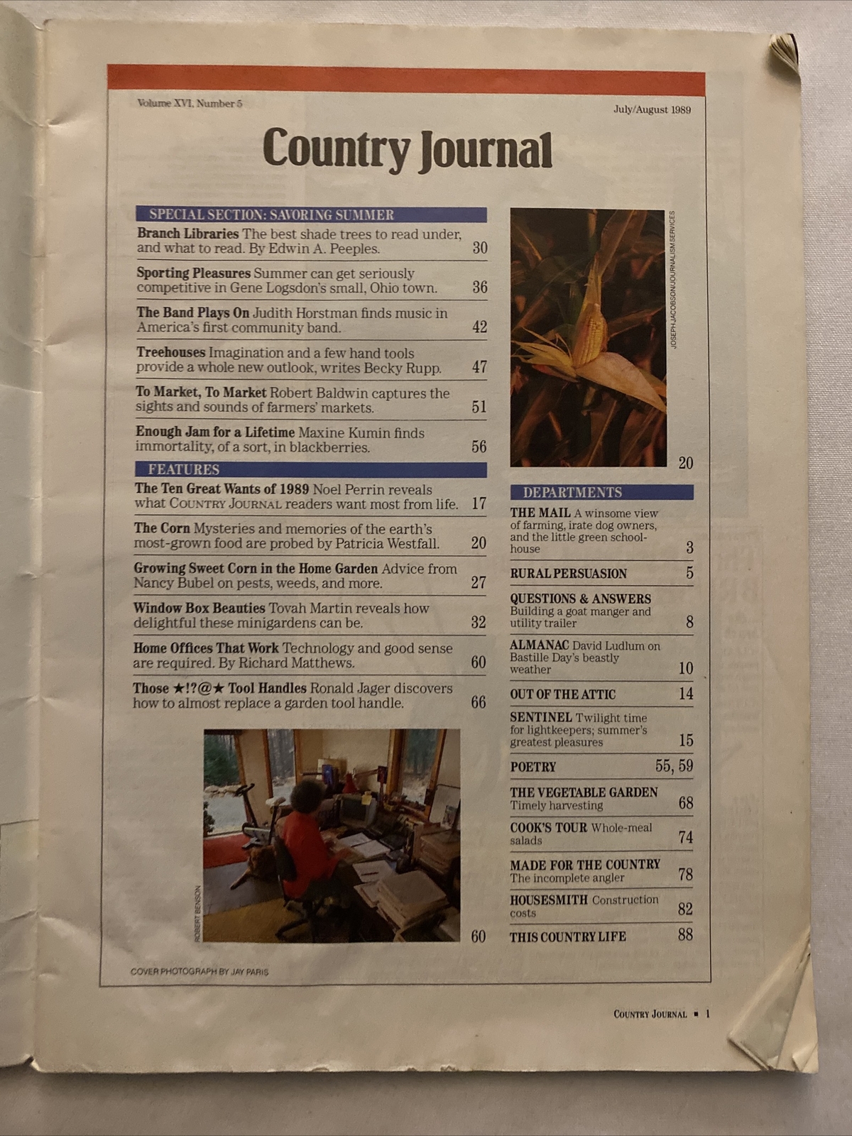 1989 July/August Country Journal Magazine Gene Logsdon Summer Town ...