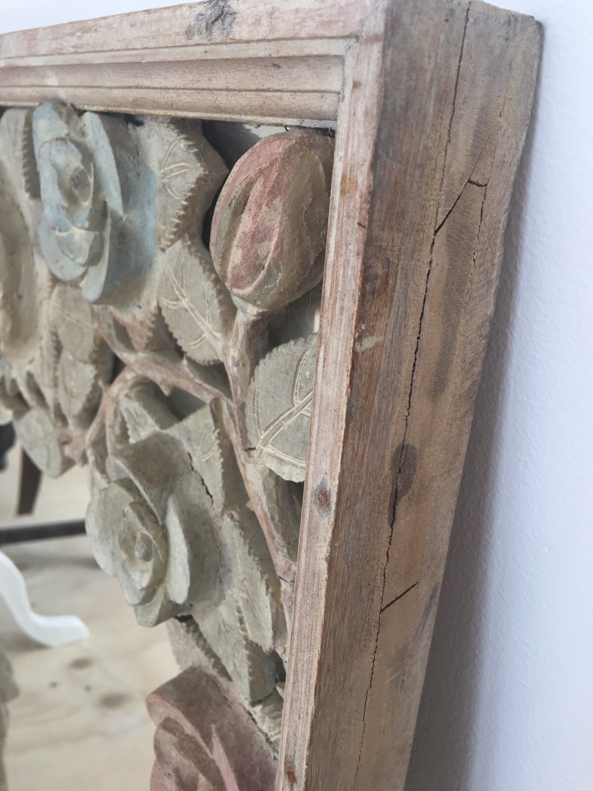 Beautiful Hand Carved Roses Floral Flower Rectangle Mirror Unique ...