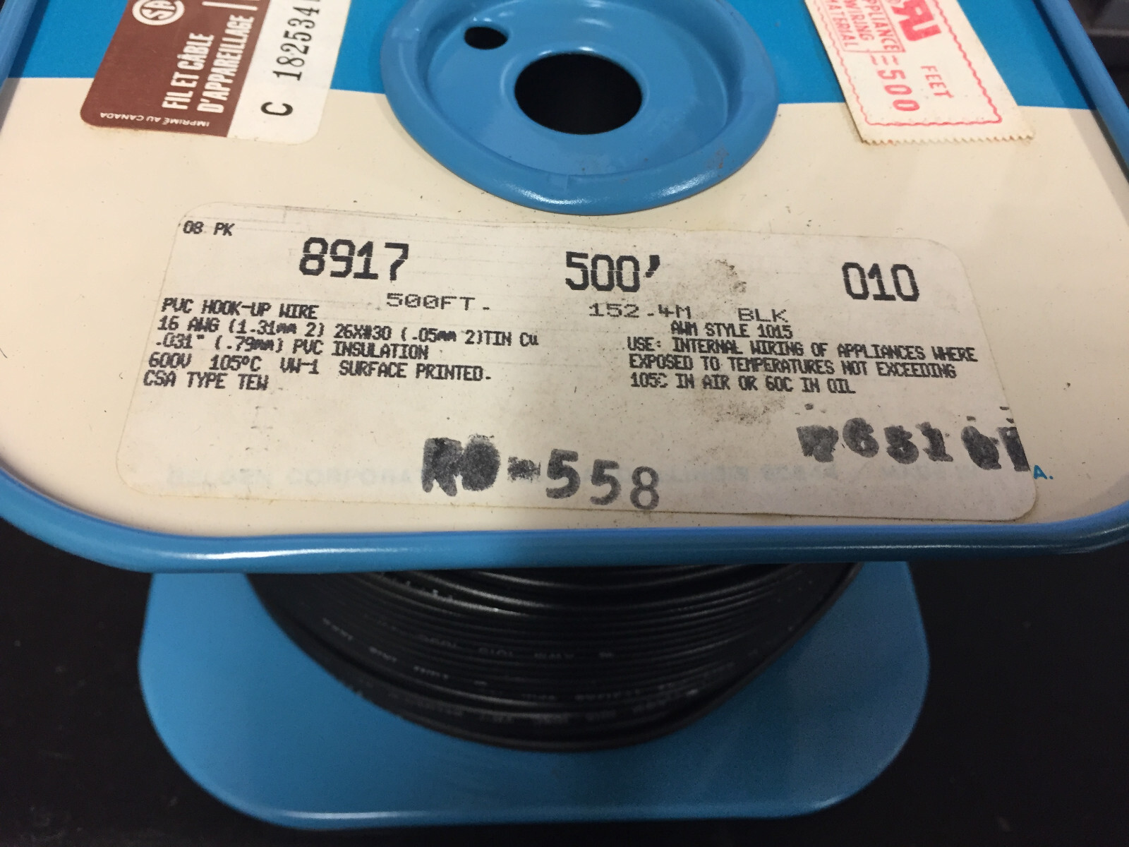 8917-010-500 BELDEN PVC HOOK UP WIRE 16AWG 26X30 .031 PVC 600V BLACK ...