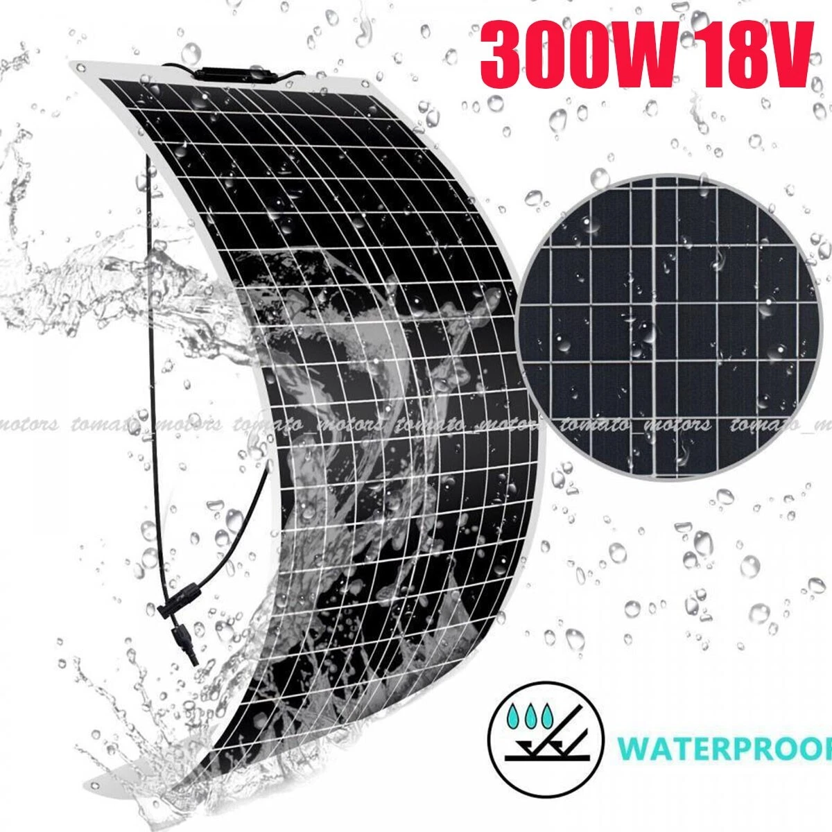 300W 18V Flexible Solar Panel Battery Charger Kit Car Camping Boat RV ...