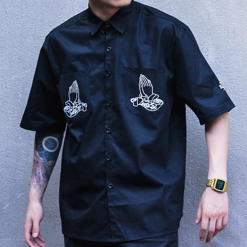 Gangster Dress Shirts Men's Slim Fit Spread Collar Dress Shirt & Tie